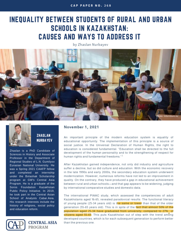 Nurbayev, Z. (2021) - Inequality... | PDF | Teachers | Internet Access