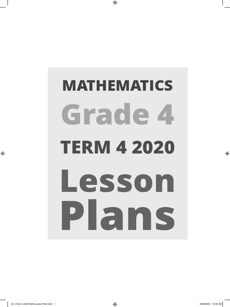 GR 4 Term 4 2020 TMU Maths Lesson Plan | PDF