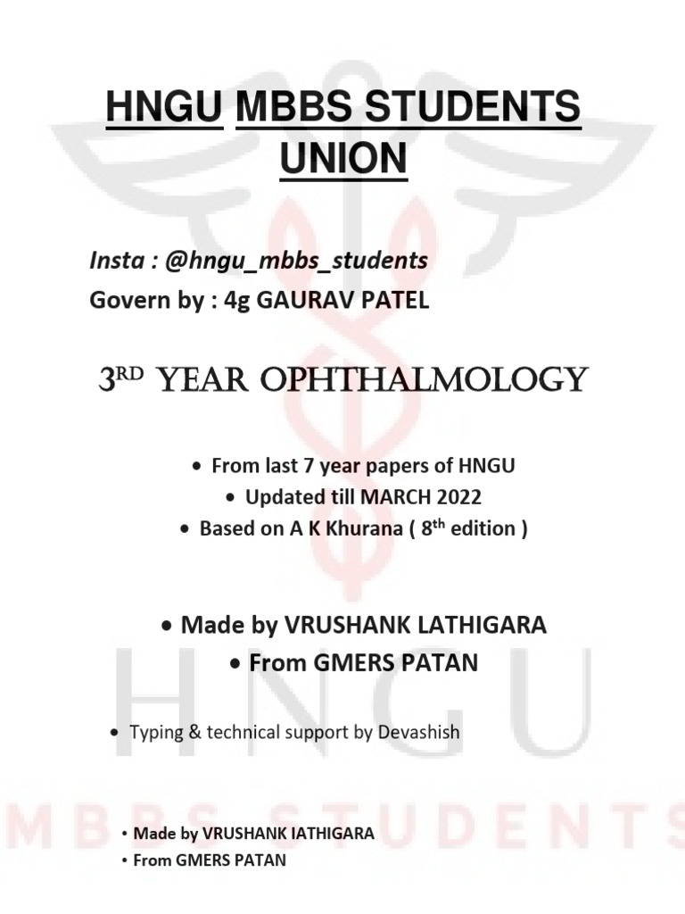 Ophthalmology Imp | PDF | Glaucoma | Human Eye