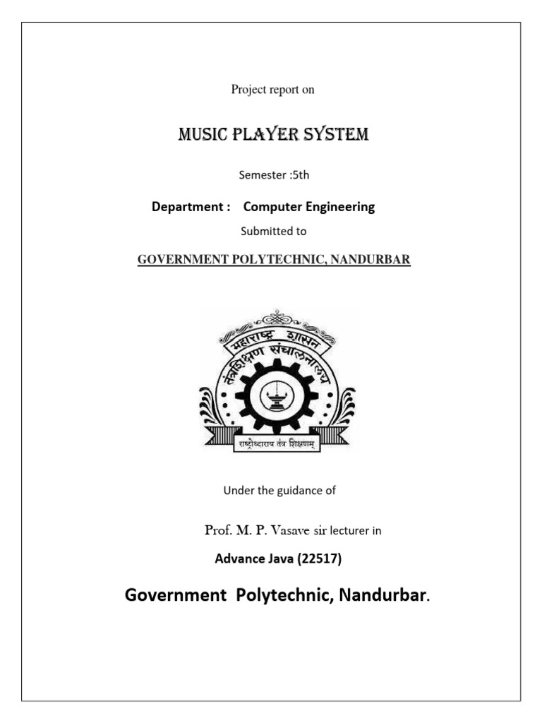 Music Player System: Government Polytechnic, Nandurbar | PDF | Art ...