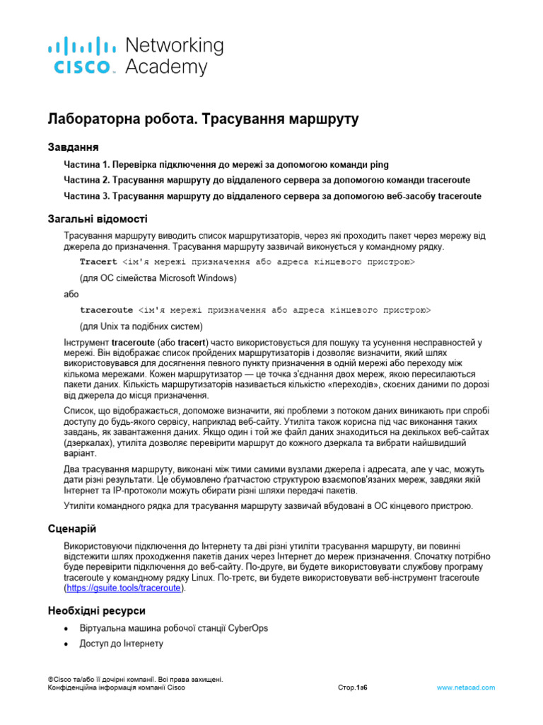 5.1.5 Lab - Tracing A Route | PDF