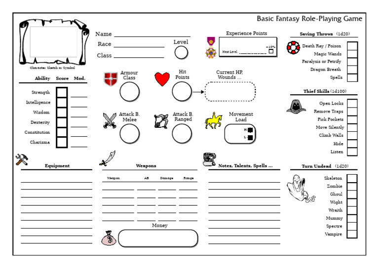 BFRPG Character Sheet Overview | PDF | Tabletop Games | Gaming