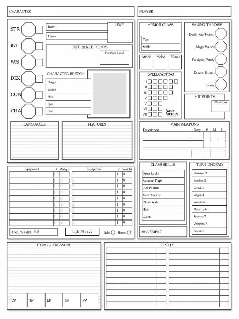 BFRPG Character Sheet Practical by Jose Kercado Autofill by ...