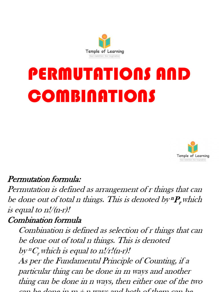 Permutations and Combinations Explained | PDF | Permutation | Mathematics