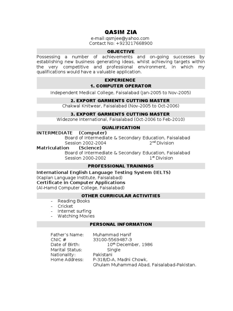 Qasim Zia: INTERMEDIATE (Computer) | PDF