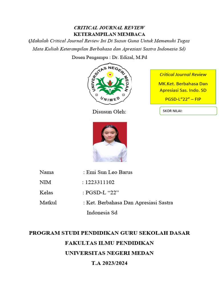 CJR KBSI - Emi Sun Leo Barus - 1223311102 | PDF