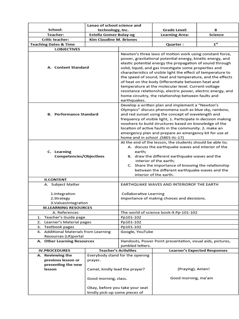 7e's LP Science Final | PDF