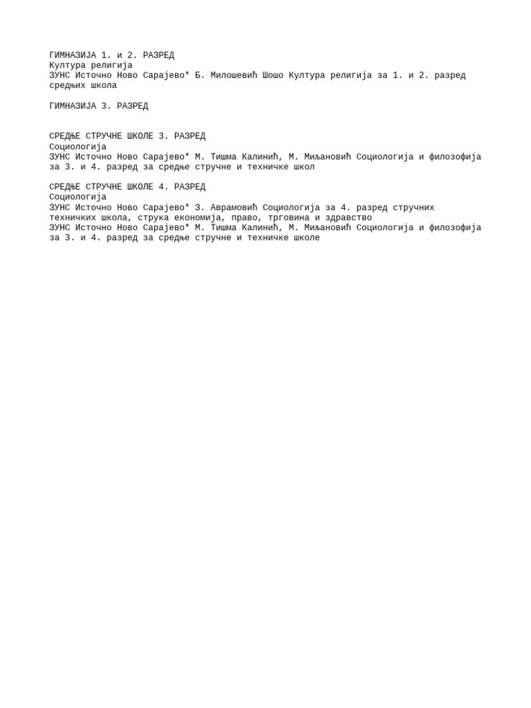 Spisak Udzbenika 2023 24 | PDF