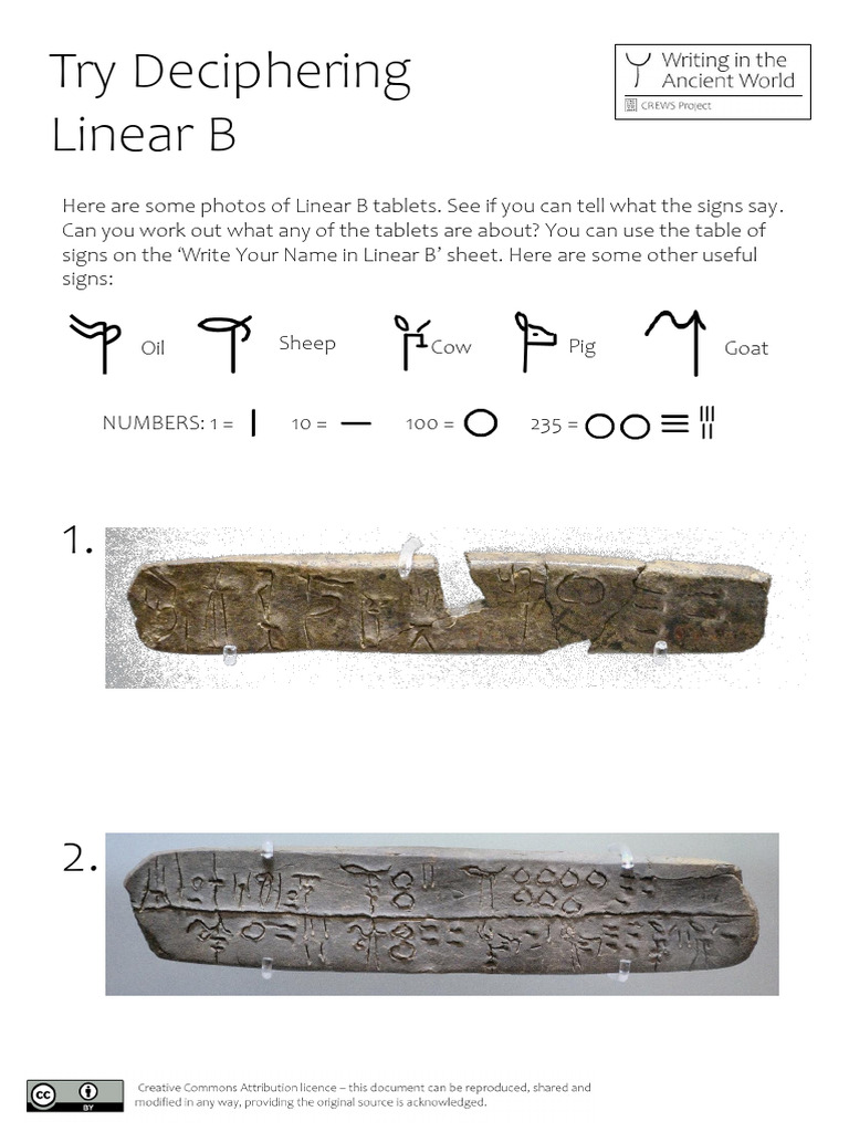 03b - Decipher Linear B Student Sheet | PDF | Teaching Methods & Materials