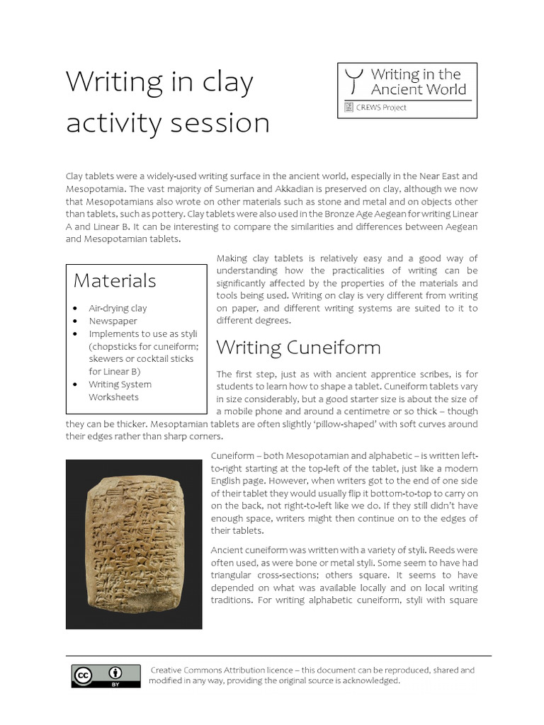 02 - Clay Activity Sheet | PDF | Cuneiform | Mesopotamia