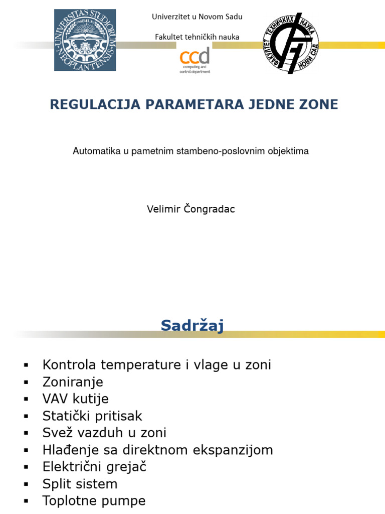 Regulacija Parametara Jedne Zone | PDF