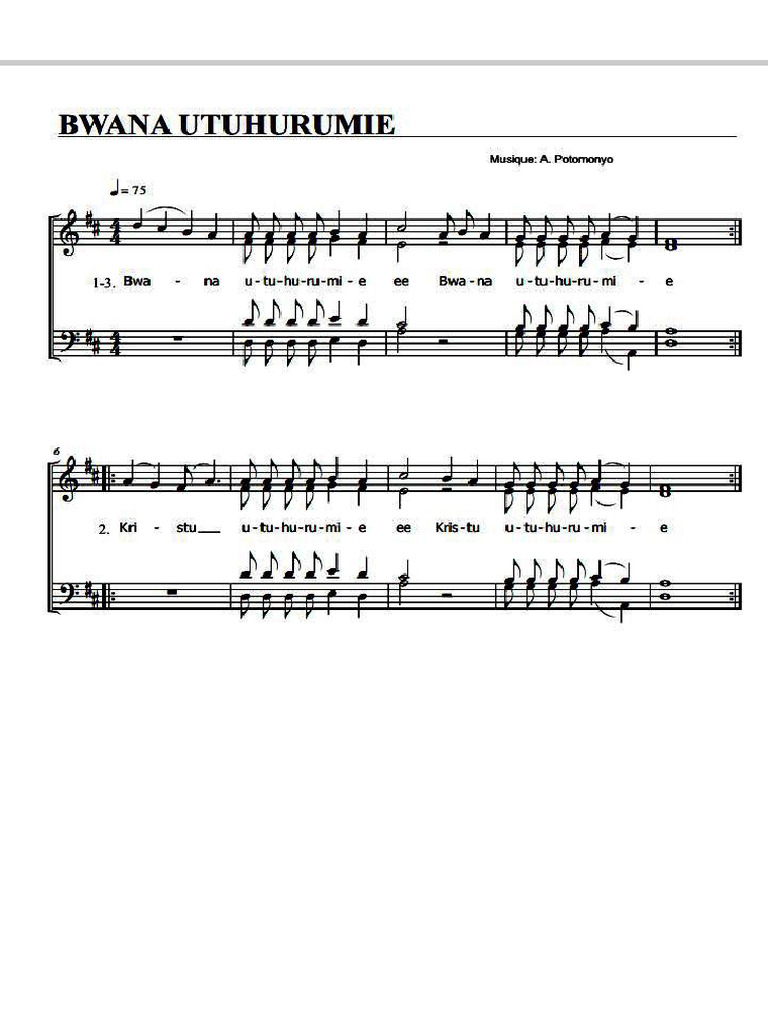 Bwana Utuhurumie | PDF