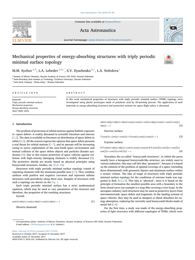 Mechanical Properties of Energy-Absorbing Structures With Triply ... Mechanical Properties of Energy-Absorbing Structures With Triply ...