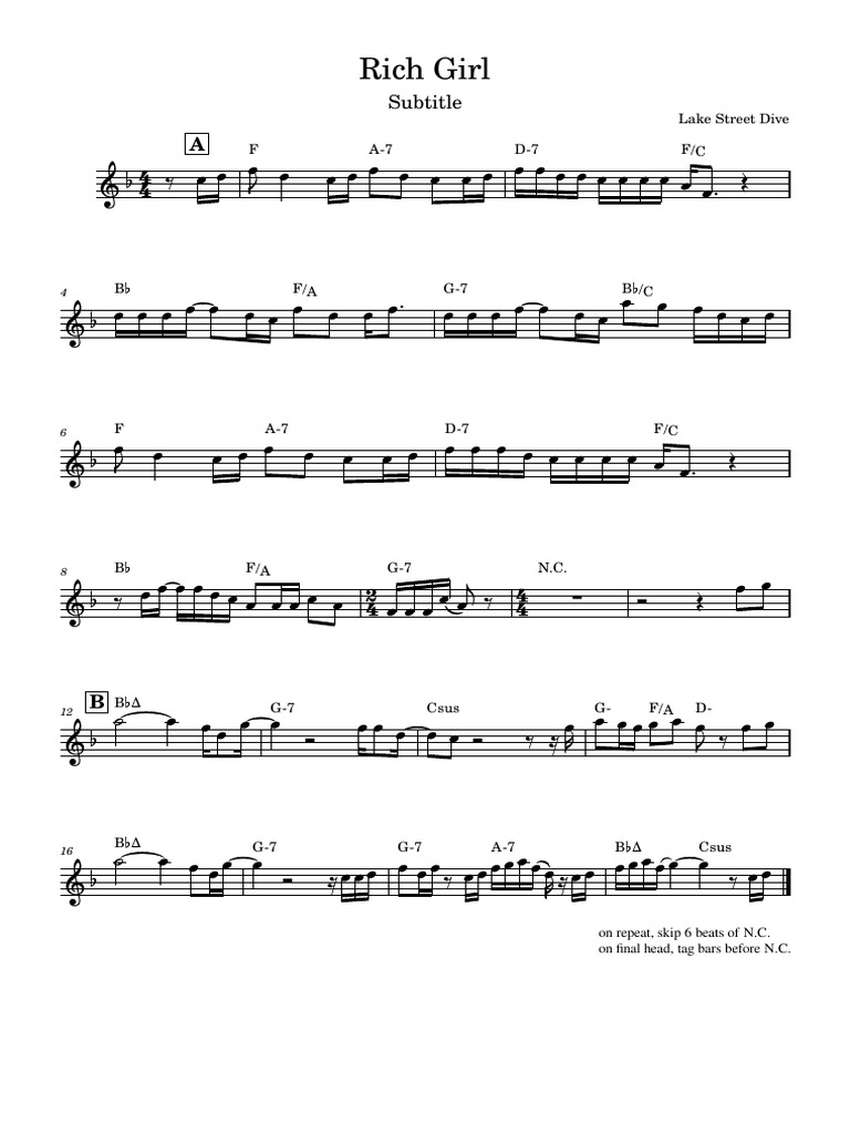Rich Girl - Lead Sheet (C) 2 | PDF