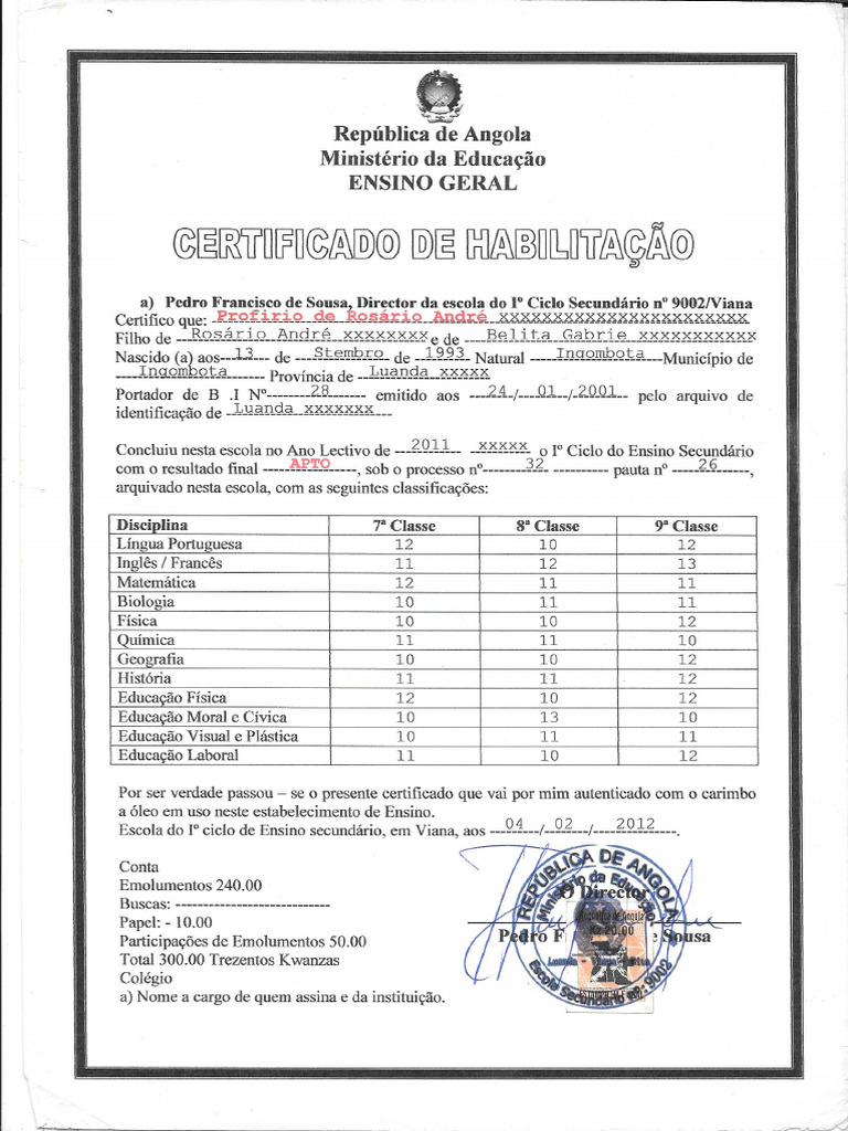 Modelo De Certificado De Habilitacoes
