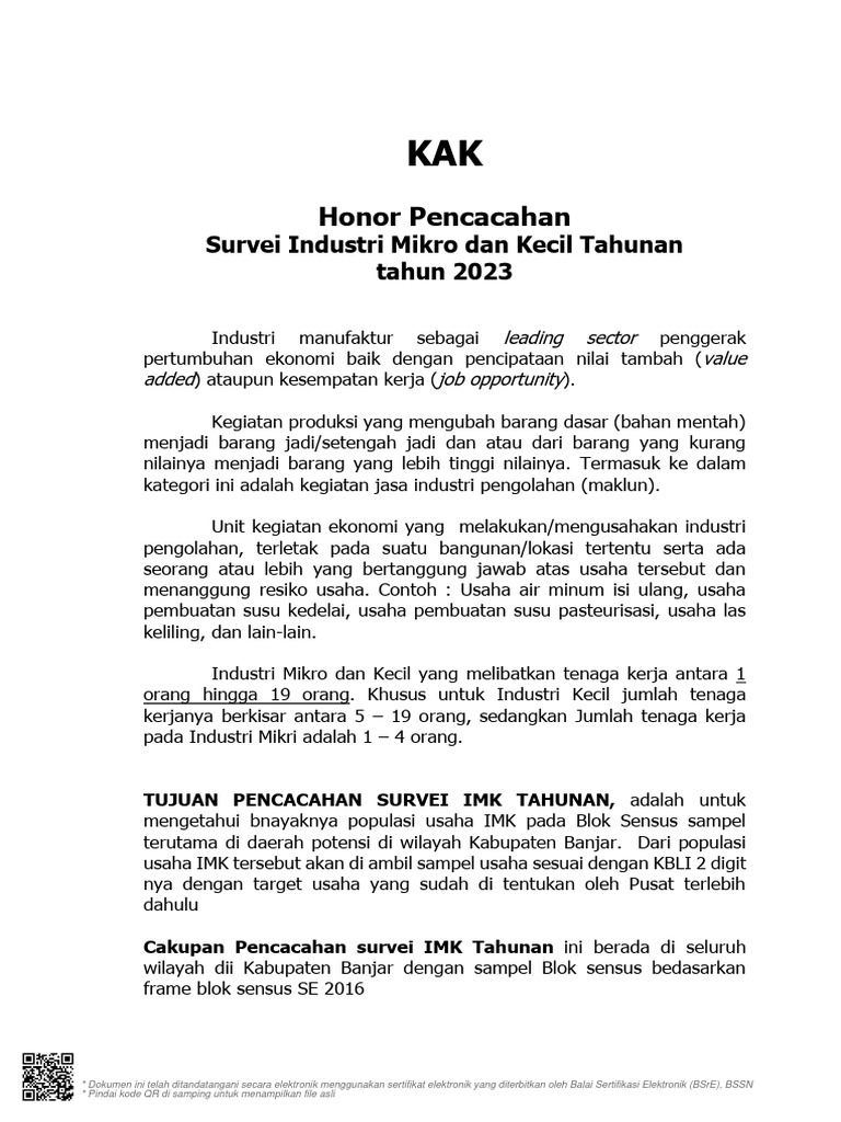 KAK Cacah IMK Tahunan 2023 | PDF