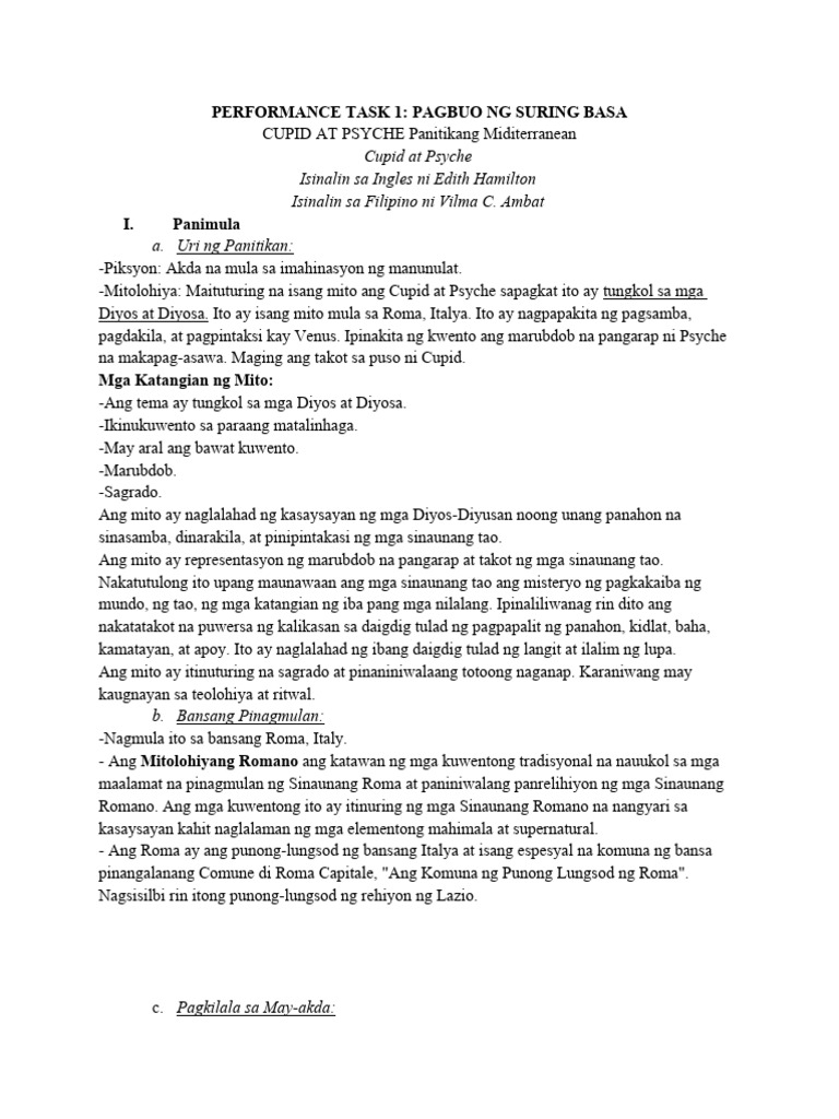 Performance Task 1 Filipino | PDF