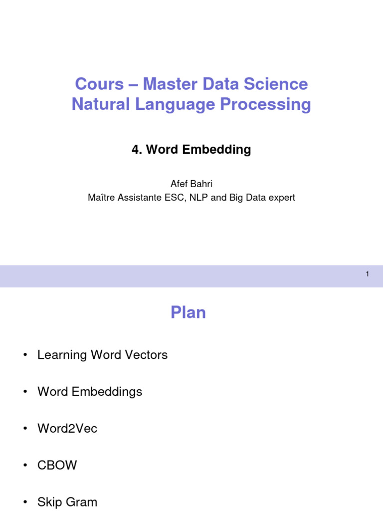 Chapitre 4 Word 2 Vec | PDF