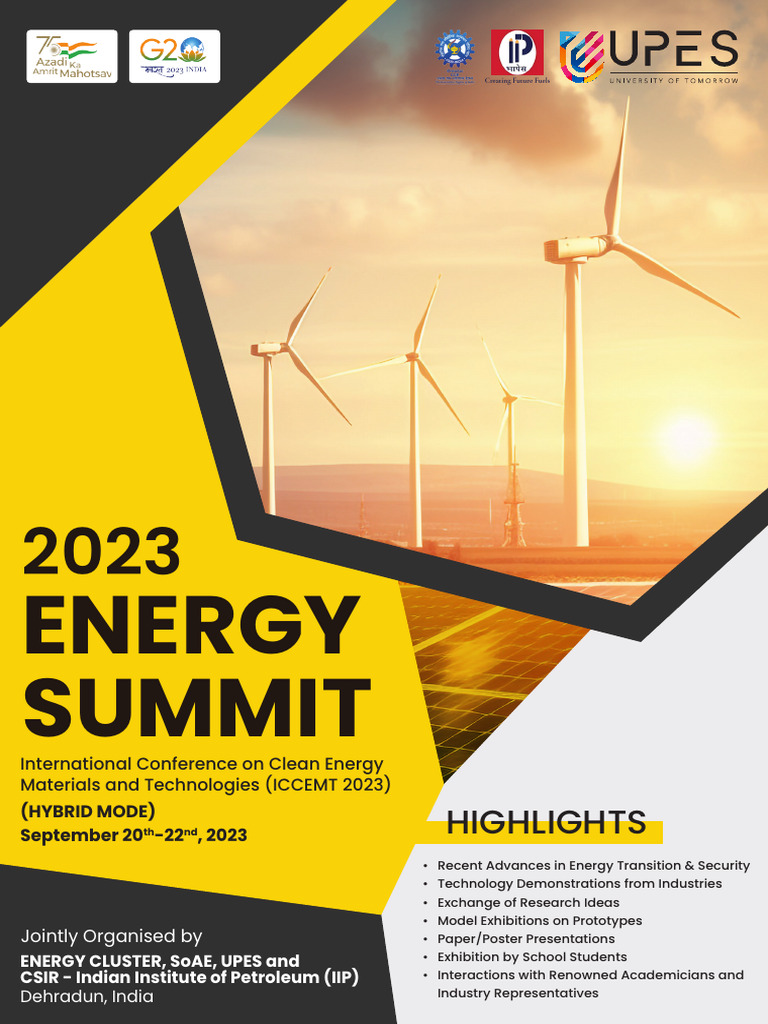 Energy Summit 2023 - Updated Brochure - UPES-CSIR-IIP | PDF | Renewable ...