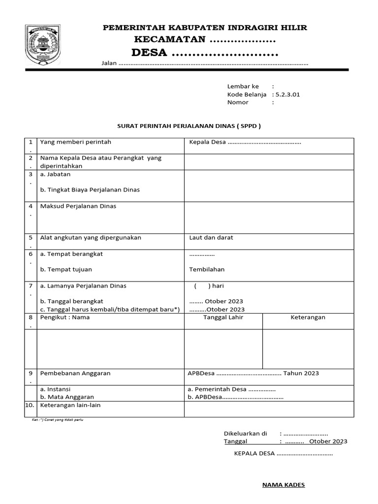 Ex SPPD Desa 2023 | PDF