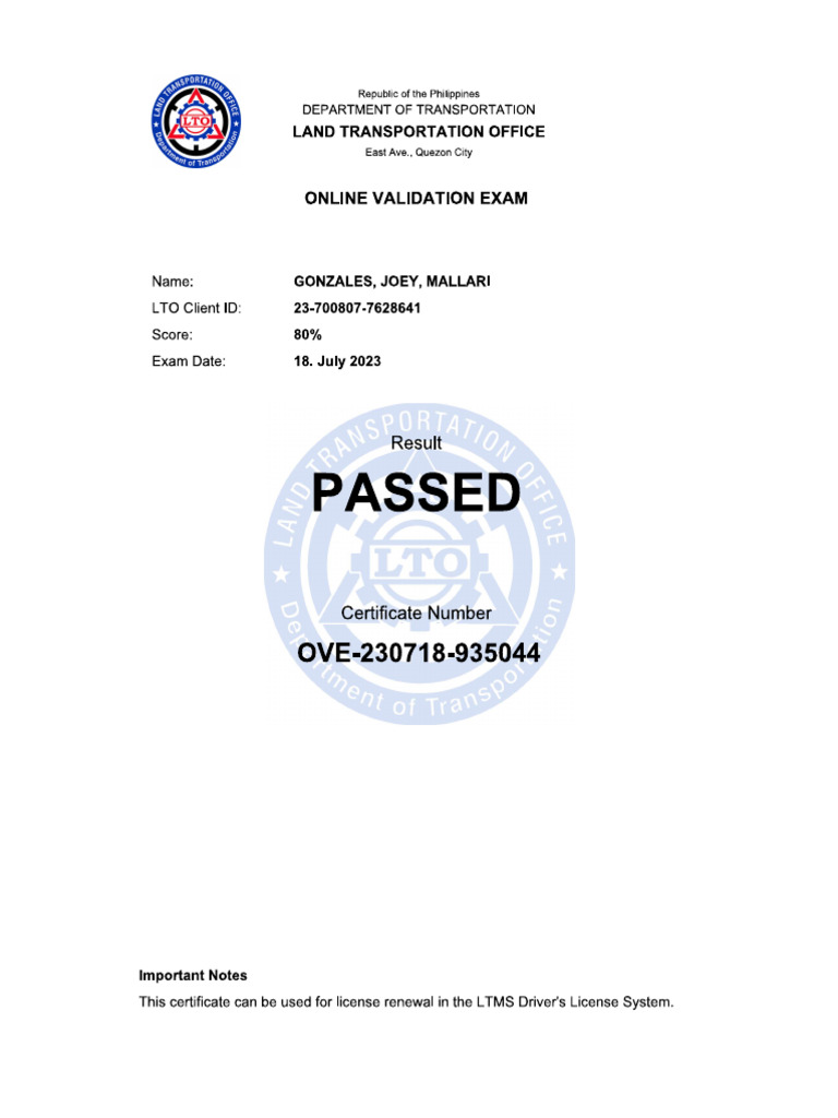 Joeygonzales Lto Certificate | PDF