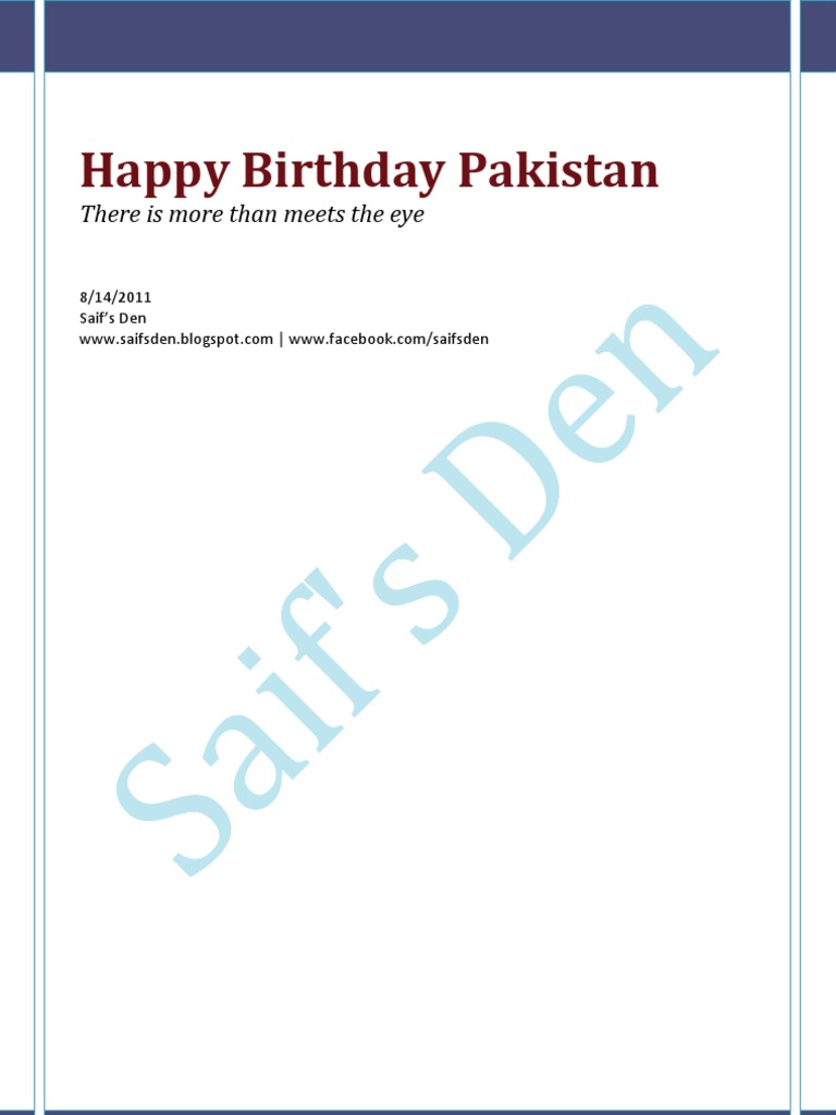 Happy Birthday Pakistan | PDF | India–Pakistan Relations | Pakistan