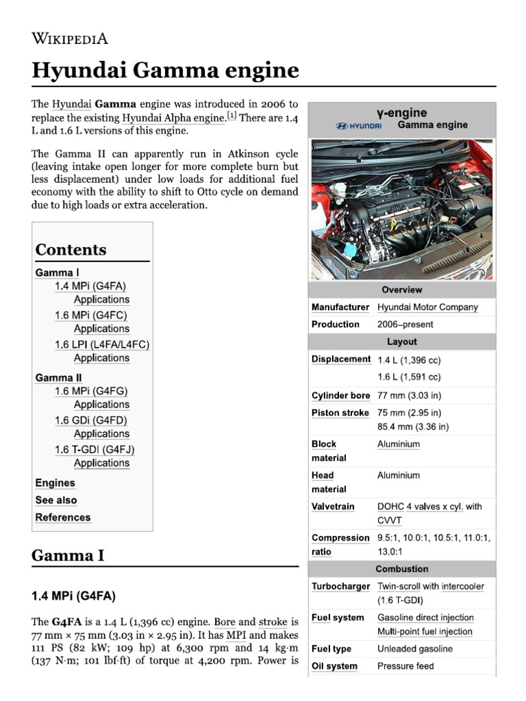 Hyundai Gamma Engine | PDF