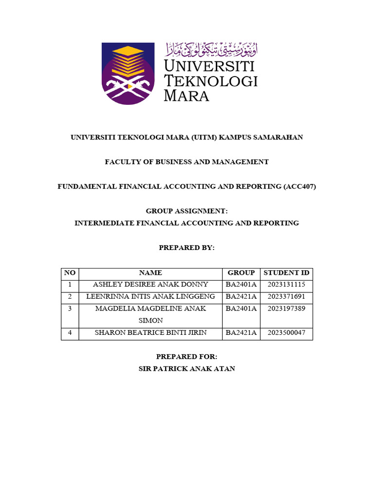 Acc407 Group Assignment (2023) | PDF
