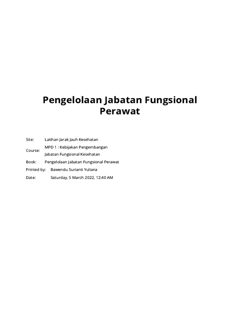 MPD 1 - MP 2 - Pengelolaan Jabatan Fungsional Perawat | PDF