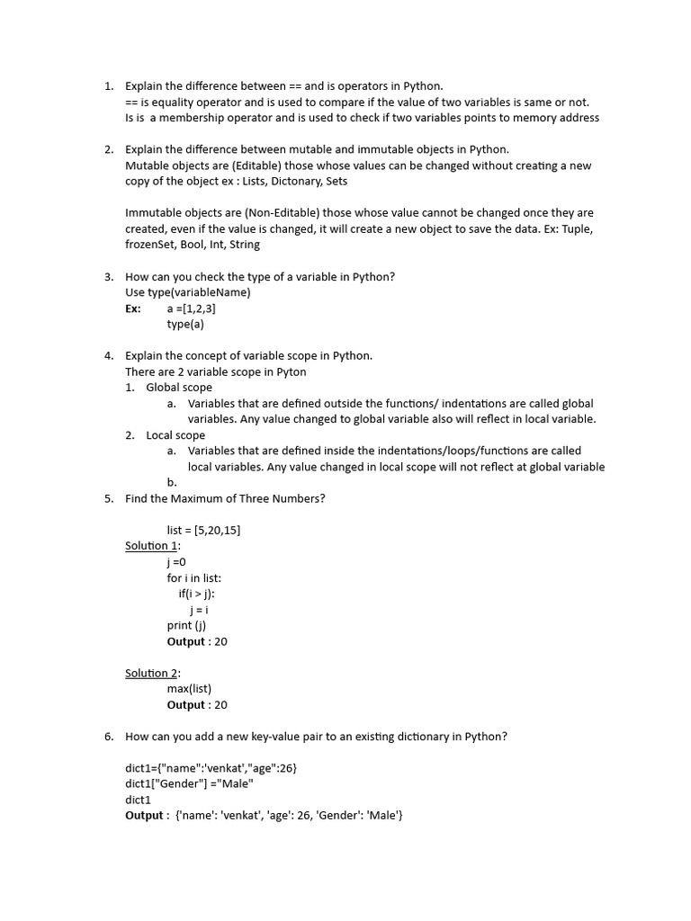Python Interview Questions | PDF | Computers Python Interview Questions | PDF | Computers