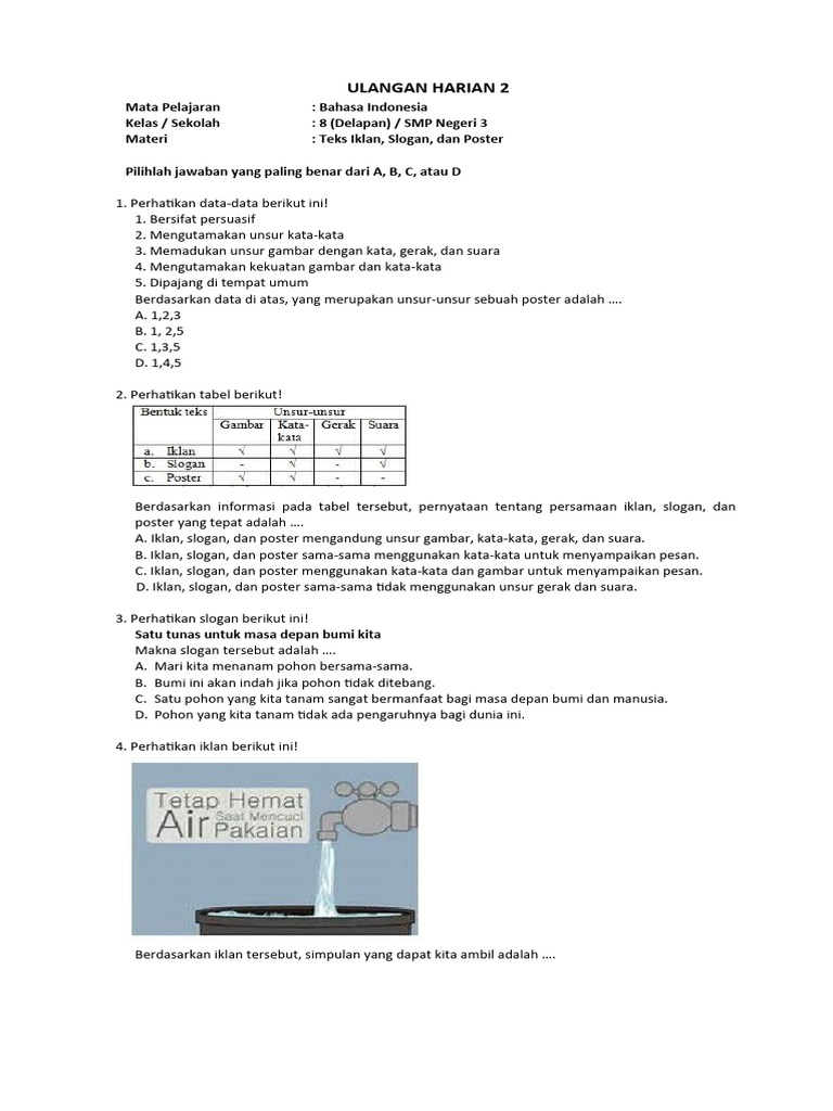 Soal Teks Iklan, Slogan, Dan Poster | PDF | Karier & Perkembangan