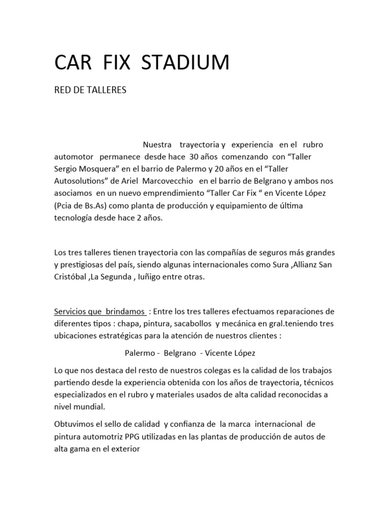 Carta Red de Talleres | PDF | Vehículo de motor