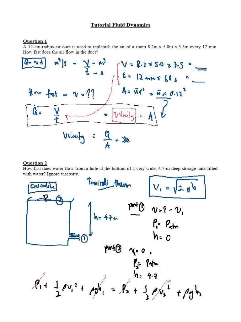 Tutorial Fluid Dynamics Solution | PDF | Fluid Dynamics | Viscosity