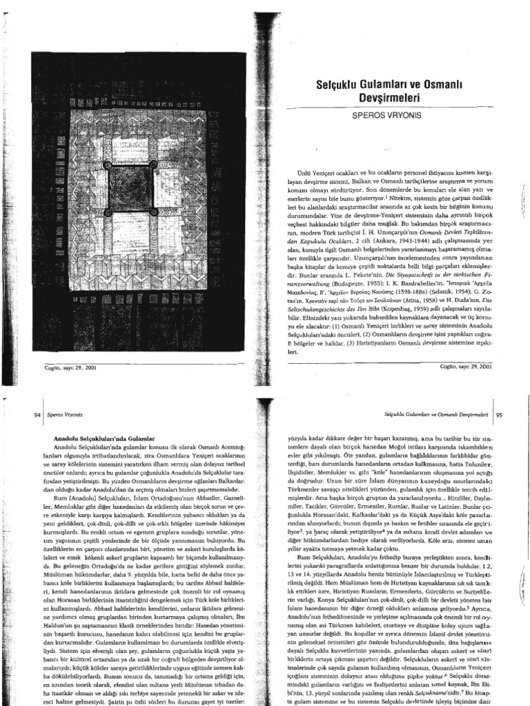 04 VRYONİS Speros - Selçuklu Gulamları Ve Osmanlı Devşirmeleri | PDF