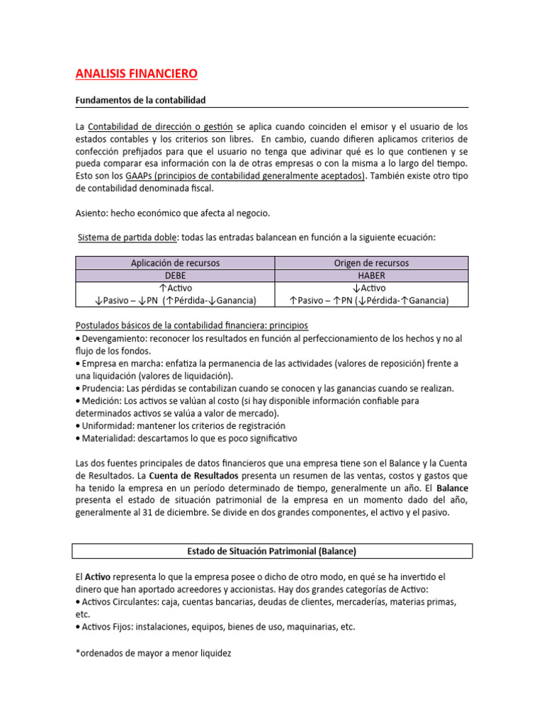 Análisis Financiero Resumen | PDF | Capital de trabajo | Rentabilidad ...
