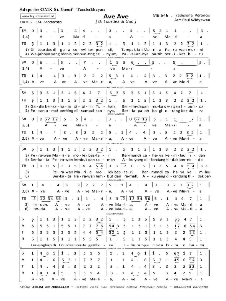 PDF Ave Maria Di Lourdes Di Gua MB 546 Compress | PDF