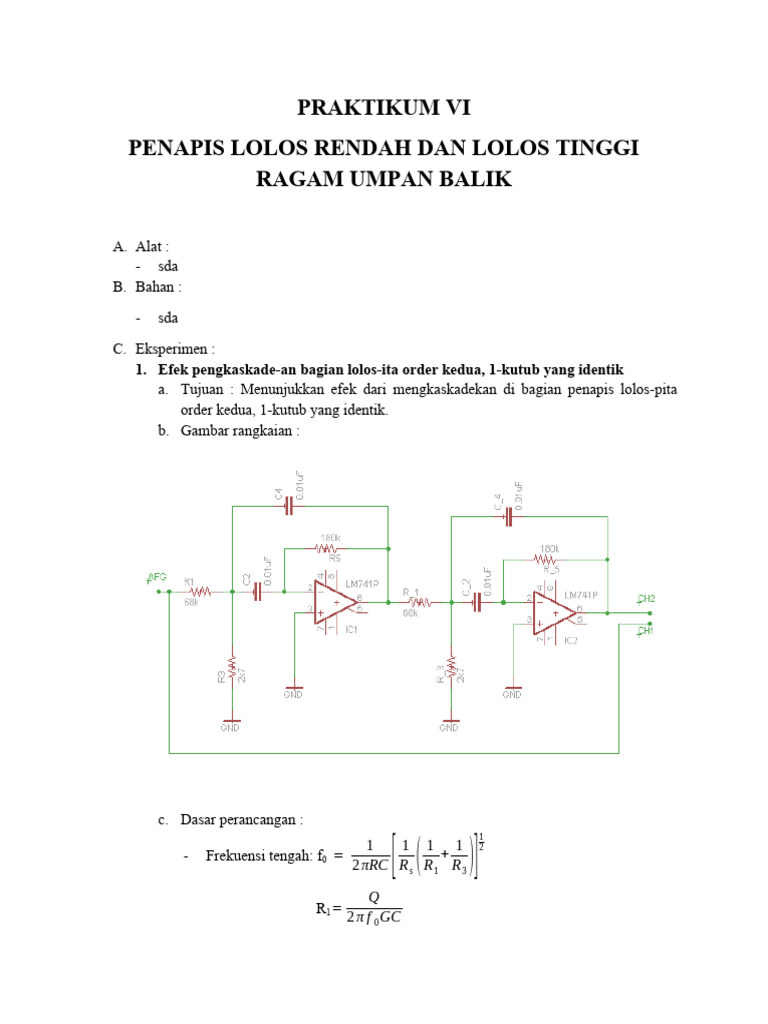 Penapis Lolos Rendah dan Tinggi: Praktikum VI | PDF