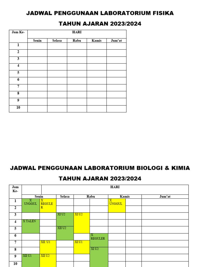 Jadwal Lab | PDF