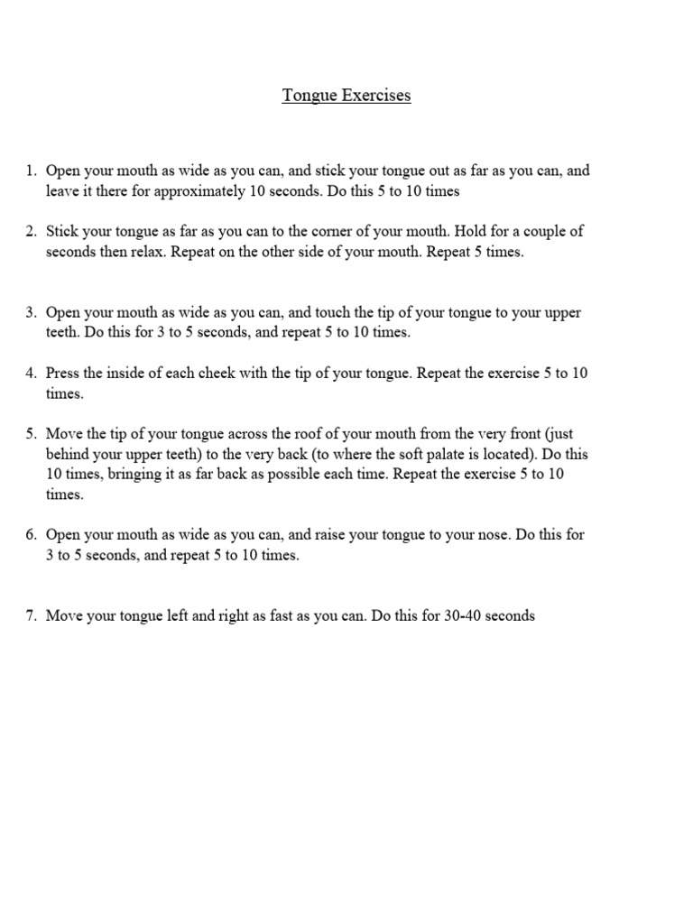 Tongue Exercises | PDF
