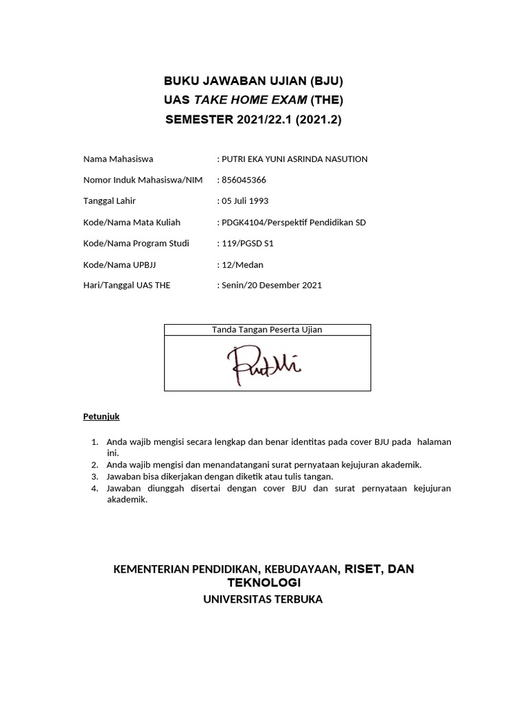 Cover Buku Jawaban Ujian | PDF | Kesehatan Holistik