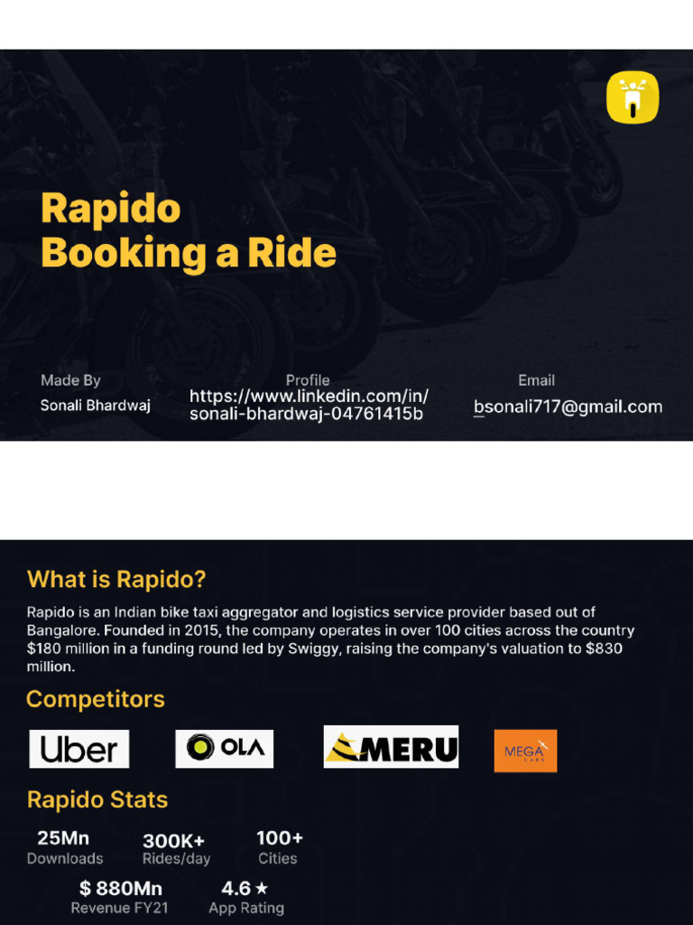 Rapido Product Teardown | PDF