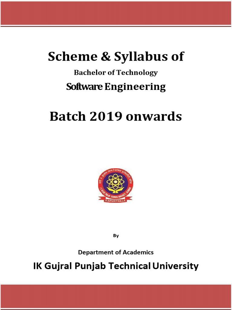 Study Scheme Syllabus of B.tech .Software Engineering 2019 Onwards | PDF Study Scheme Syllabus of B.tech .Software Engineering 2019 Onwards | PDF