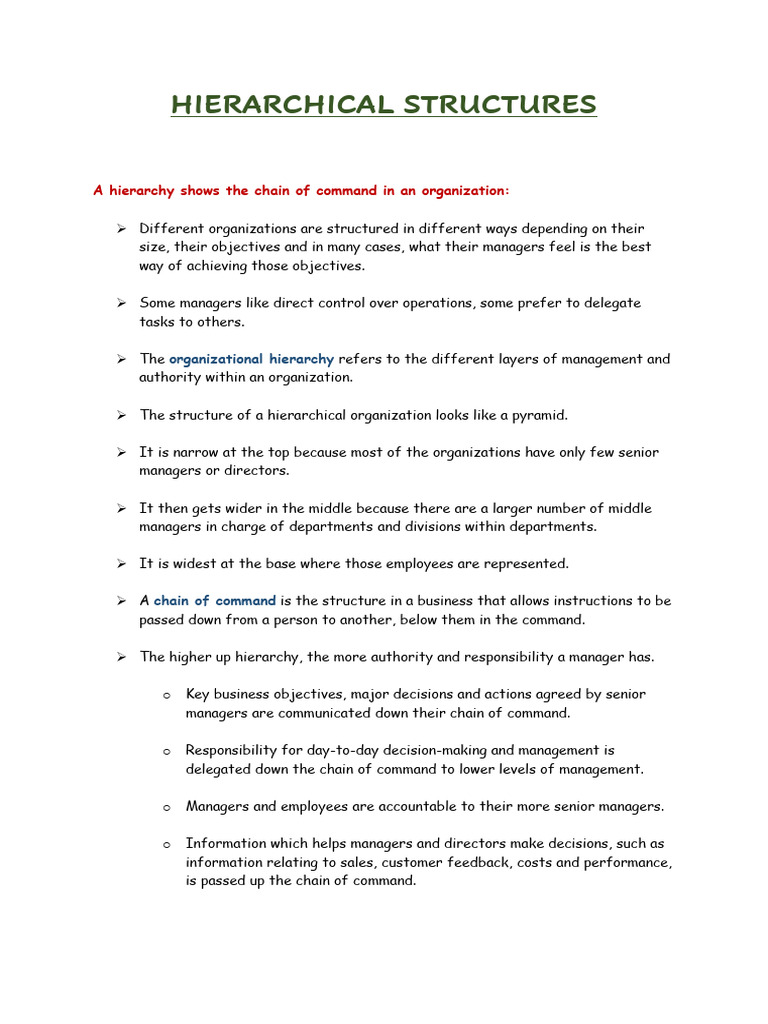 Understanding Hierarchical Structures | PDF | Organizational Structure ...