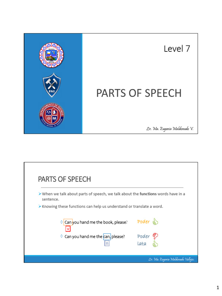 7th - l6.0 - Parts of Speech | PDF | Part Of Speech | Verb
