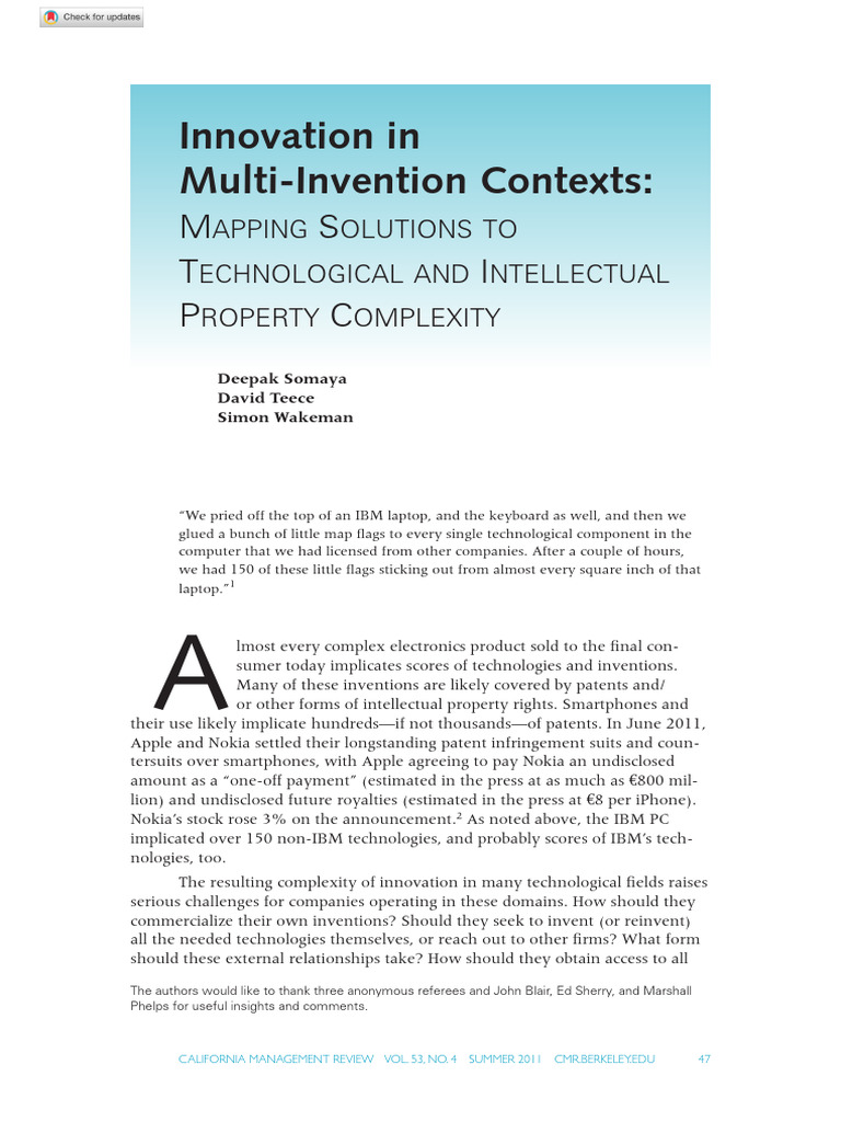 Innovation in Multi-Invention Contexts | PDF