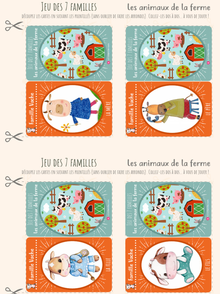 Jeu Des 7 Familles Animaux de La Ferme 1 | PDF