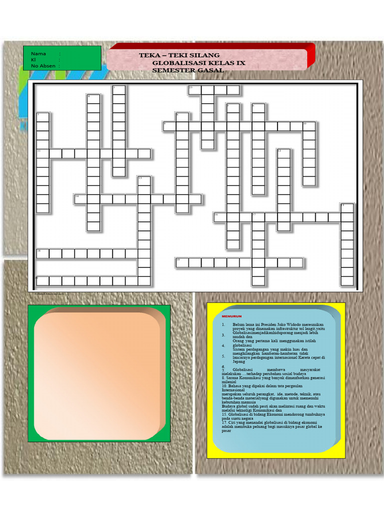 Tugas Buat Di Aplikasi Puzzle (TTS) Dan Judulnya Globalisasi Dan Di Print | PDF