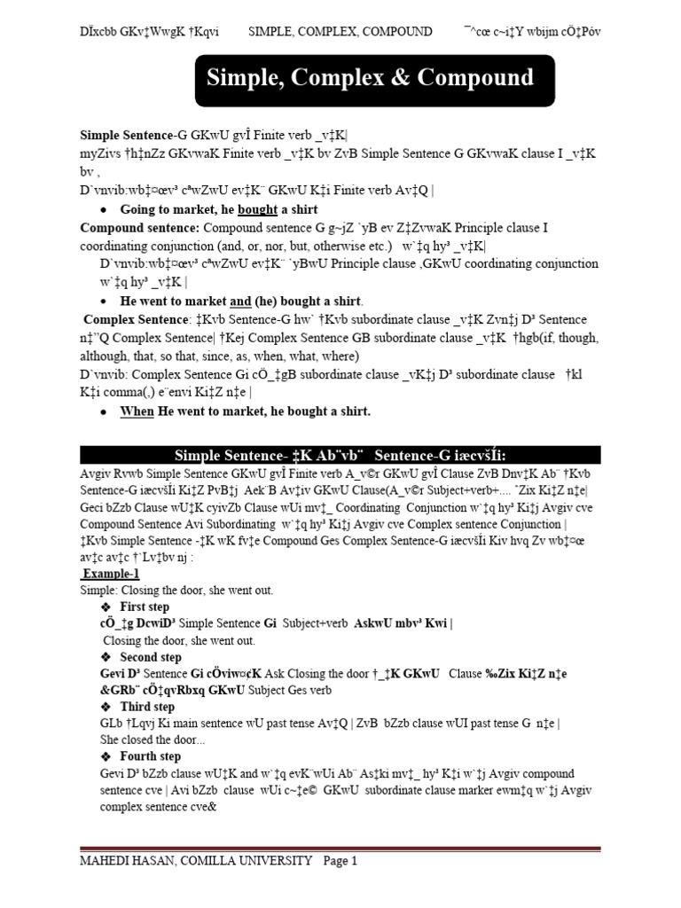 Simple Complex Compound | PDF | Grammar | English Grammar