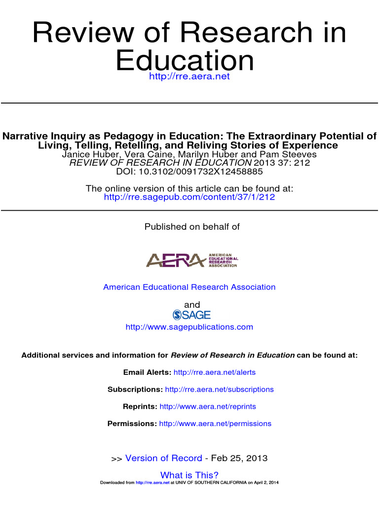 Narrative Inquiry as Educational Pedagogy | PDF | Narrative | Experience