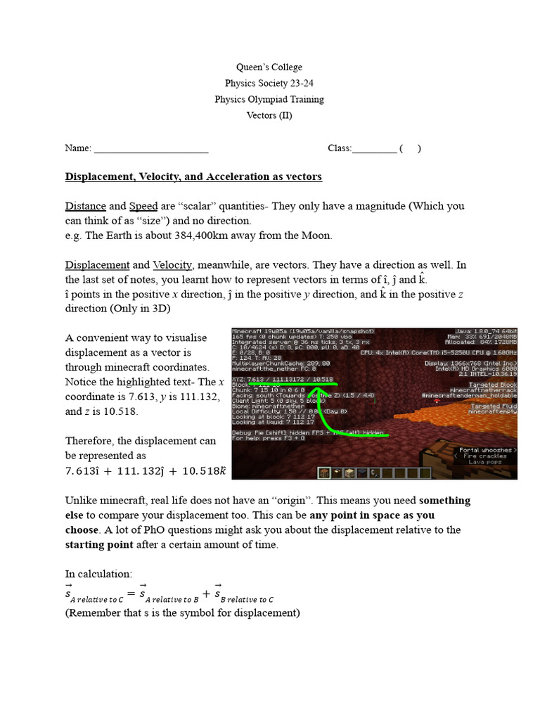 Physical Vectors Pdf Euclidean Vector Velocity